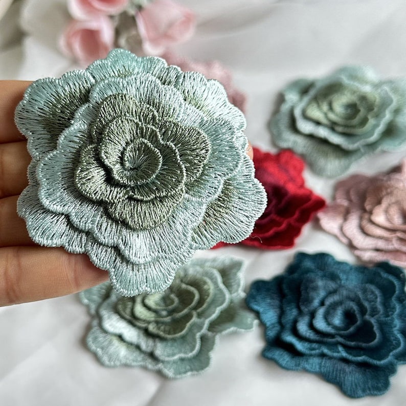 Embroidered Rose Patches,flower Applique Decorating Floral Patch for ...
