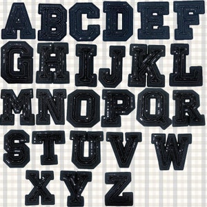 Black Letter Beaded Embroidered Patch,2.6 Inch Sew on Patch Applique ...