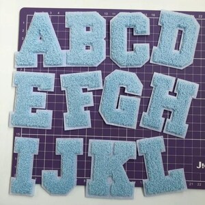 Light Blue Chenille Letters Patch, DIY Name Alphabet Patches,patches ...