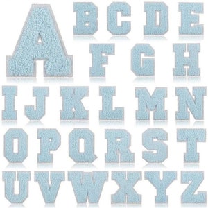 Light Blue Chenille Letters Patch, DIY Name Alphabet Patches,patches ...