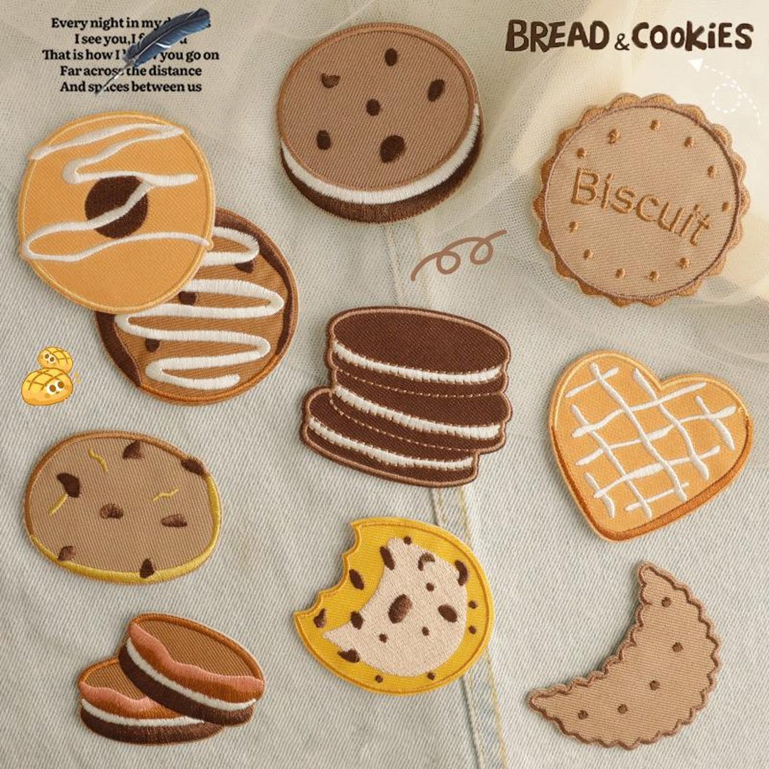 Biscuit Embroidered Patches,cute Cartoon Biscuit Patch,food Patch ...