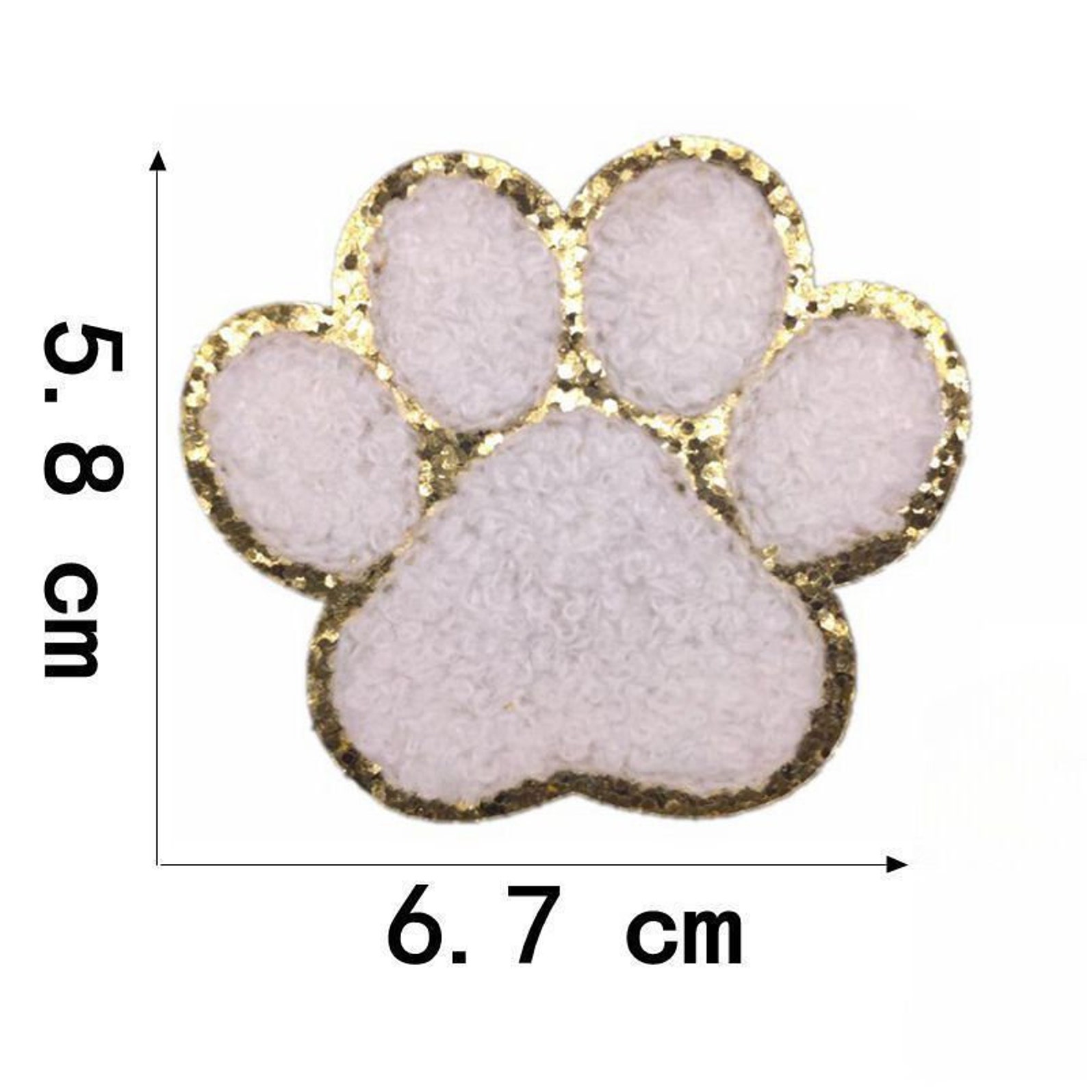 Cat Paw & Dog Paw Chenille Patch,gold Glitter Embroidered Patch,iron On ...