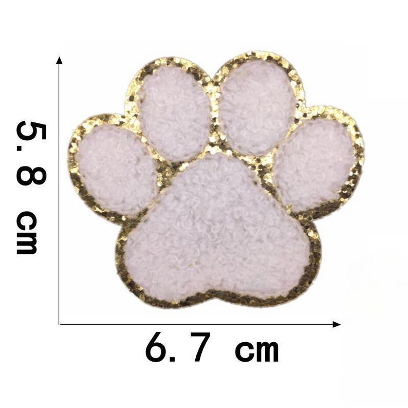 Cat Paw & Dog Paw Chenille Patch,gold Glitter Embroidered Patch,iron On ...
