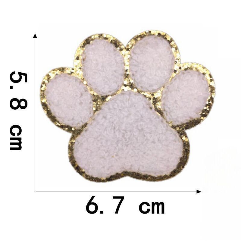 Cat Paw & Dog Paw Chenille Patch,gold Glitter Embroidered Patch,iron On ...