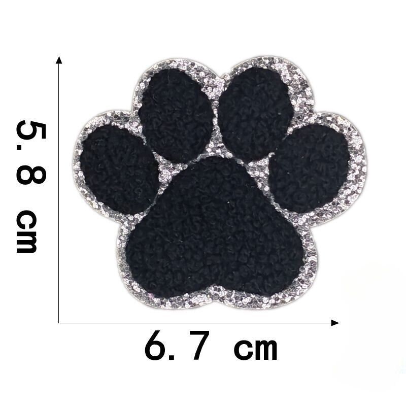 Cat Paw & Dog Paw Chenille Patch,gold Glitter Embroidered Patch,iron On ...