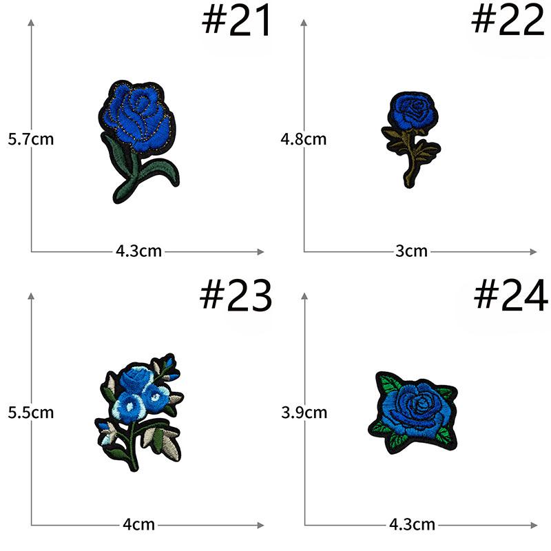 Blue Rose Patch,blue Enchantress Flower Floral Embroidered Patch,iron ...