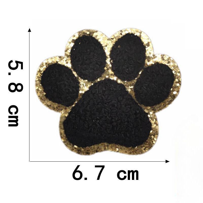 Cat Paw & Dog Paw Chenille Patch,gold Glitter Embroidered Patch,iron On ...