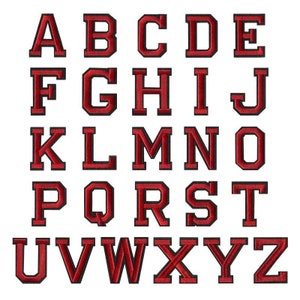 Red Letters Alphabet Embroidered Iron on Patches,embroidery DIY Name ...