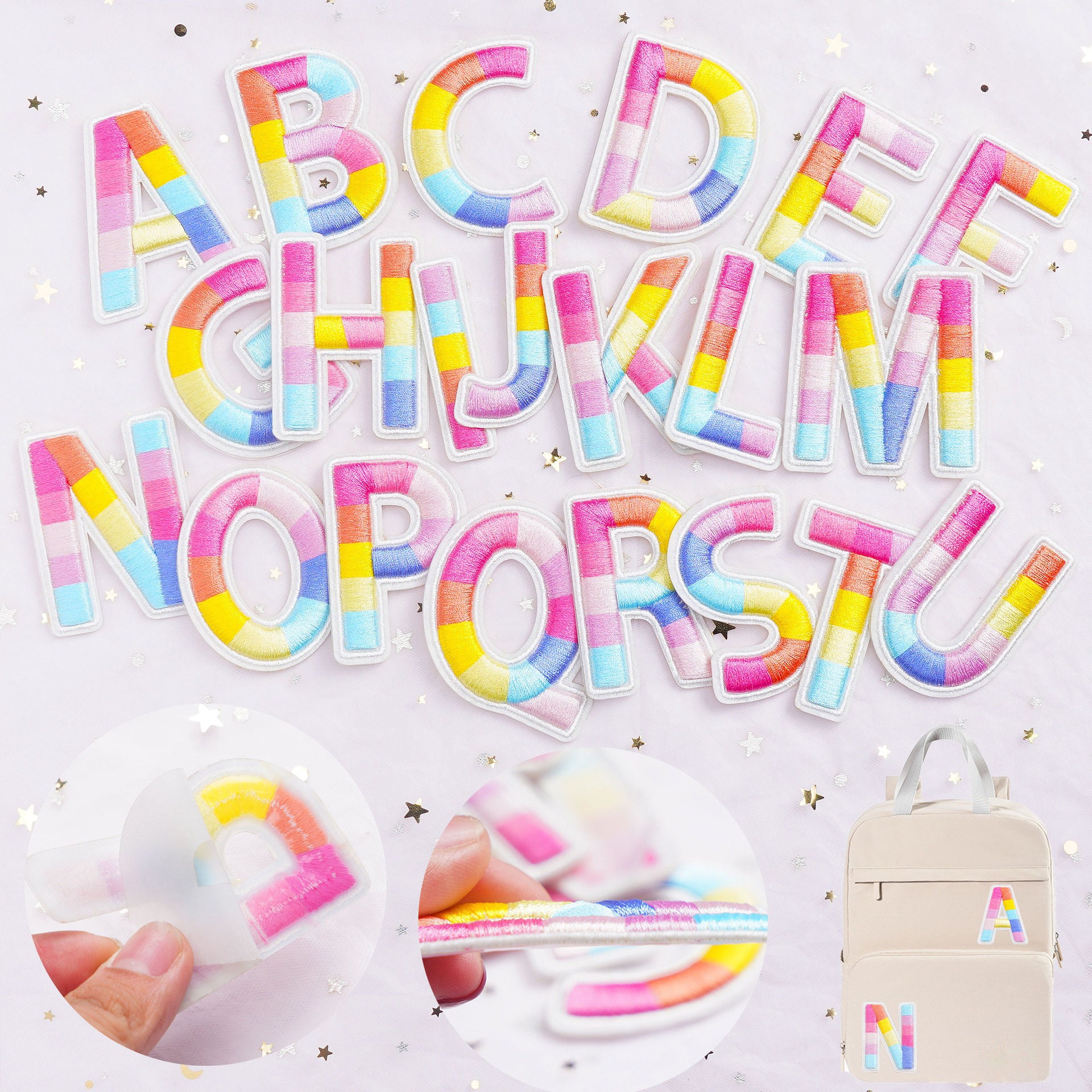 2.5 Inch Rainbow Letter Embroidered Patch Applique Diy Name Alphabet ...