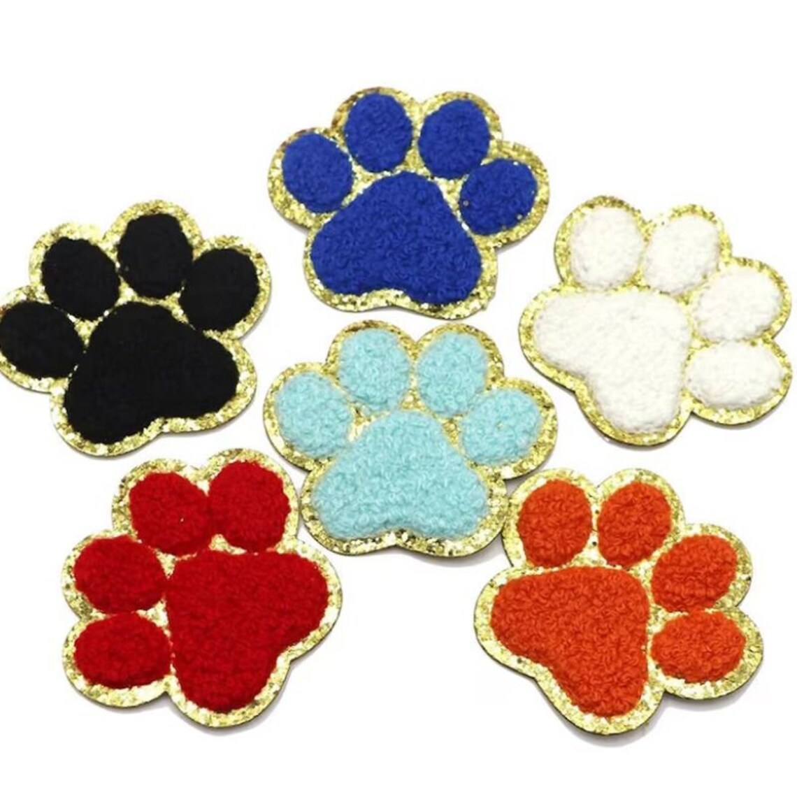 Cat Paw & Dog Paw Chenille Patch,gold Glitter Embroidered Patch,iron On ...