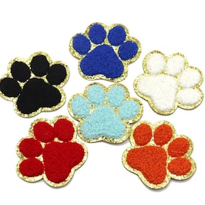 Cat Paw & Dog Paw Chenille Patch,gold Glitter Embroidered Patch,iron On ...