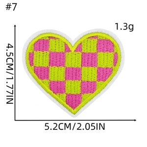 Checkered Heart Patch,heart Badge Embroidery Patch,hat Patch,heart ...