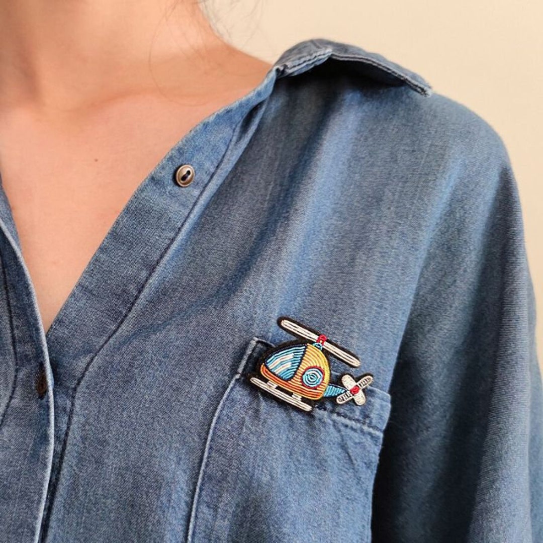 Helicopter Metallic Silk Badge Patch,handmade Patch Applique for ...