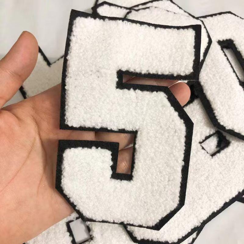 4.7 Inch White Chenille Number Patches 0-9,large Embroidered Iron on ...