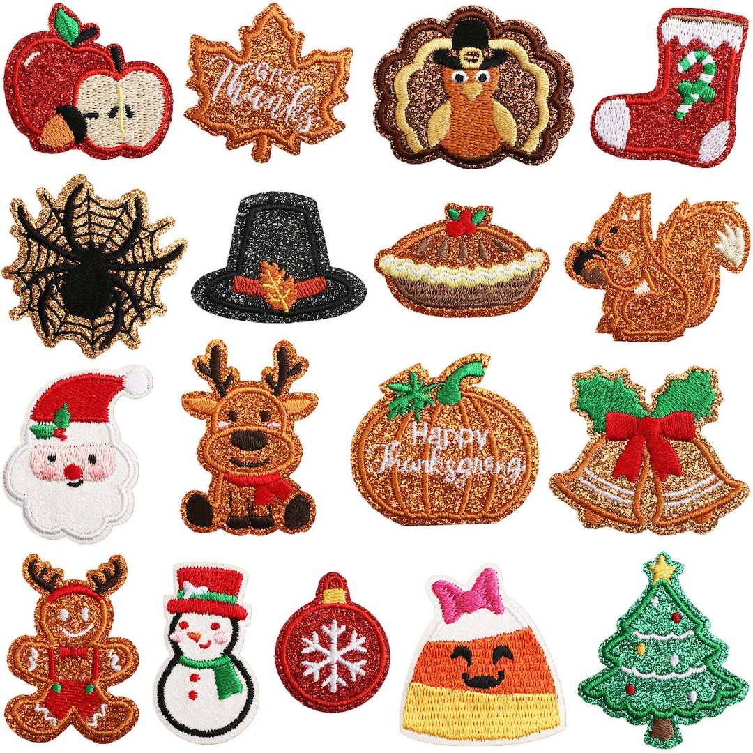 Glitter Christmas Embroidery Patch,christmas Tree, Pumpkin Patch,santa ...