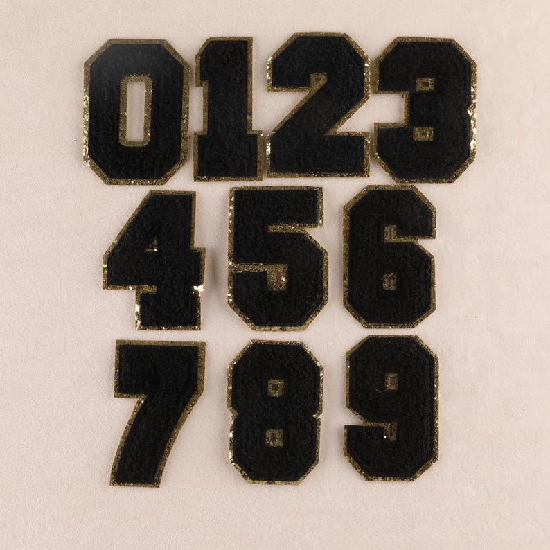 3.1 Inch Chenille Glitter Number Patch 0-9,embroidered Number Applique ...