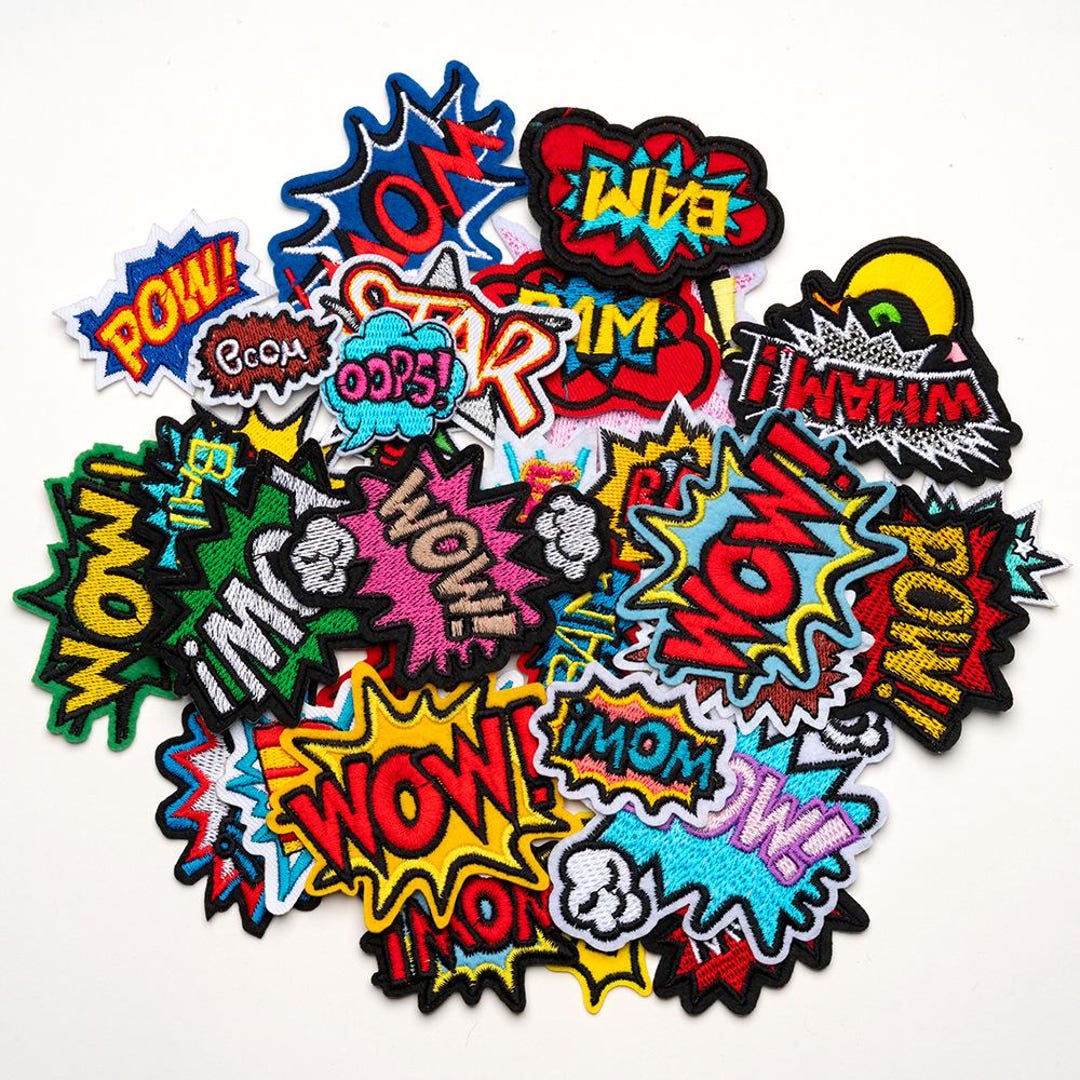 Comic Cartoon Words Patch,wow POW Embroidered Applique Patch Badges ...