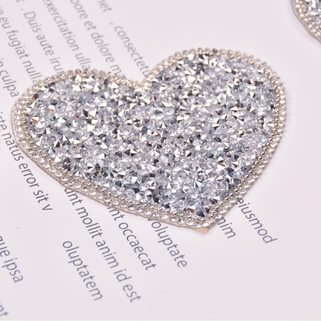 Rhinestone Heart Patch,cool Sparkling Heart Applique Patch for Clothing ...