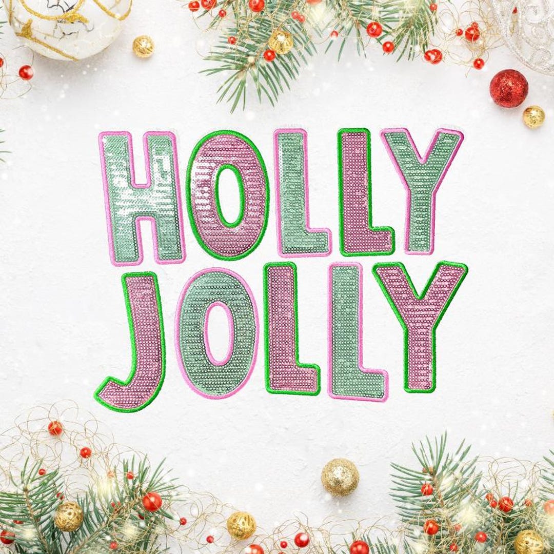 Holly Jolly Sequin Patch,christmas Letter Patches,large Christmas Patch,iron on Patch - Etsy