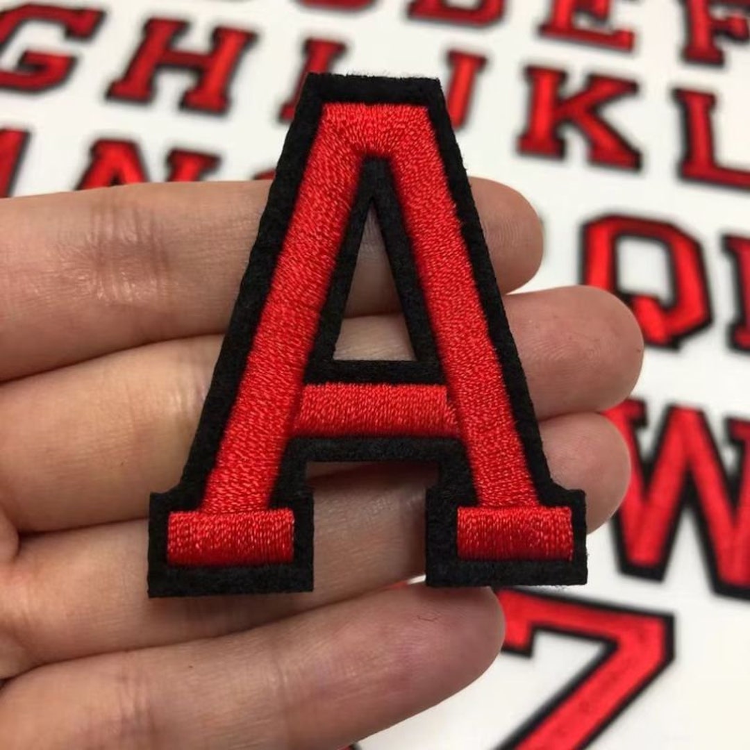 Red Letters Alphabet Embroidered Iron on Patches,embroidery DIY Name ...