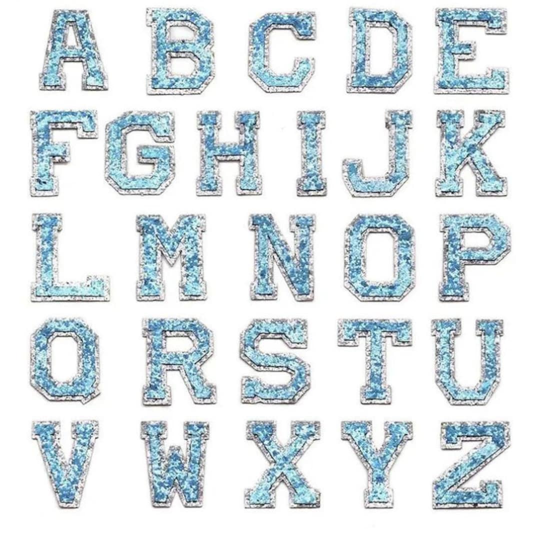 2.0 Inch Light Blue Sequin Letters Patch,diy Name Alphabet Patches ...