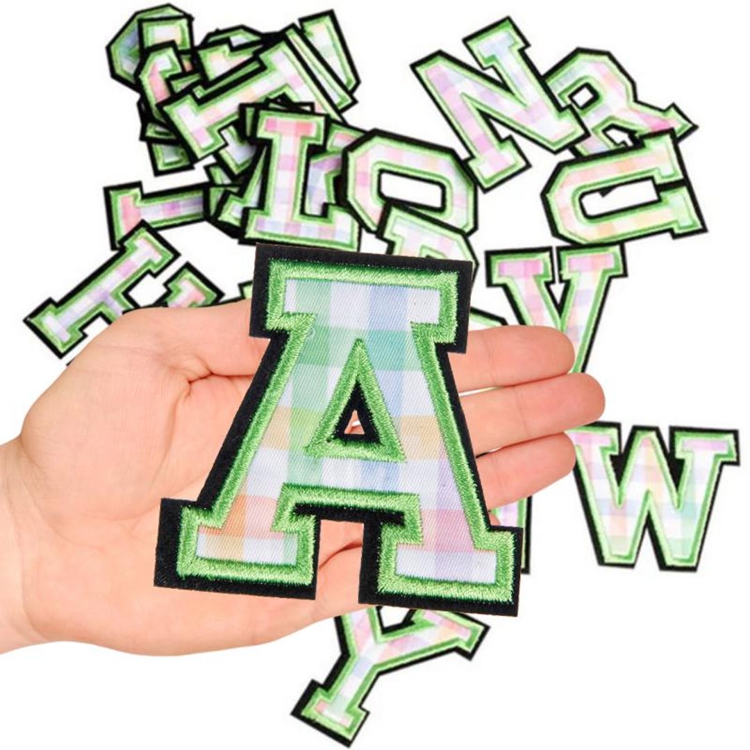 2.4 Inch Checkered Plaid Letter Patch,embroidered Applique Letters Diy ...