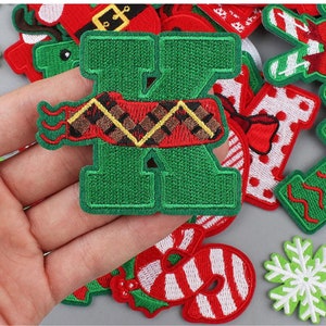 Christmas Letter Iron on Patch, Christmas Hat Patches,snow Letter ...