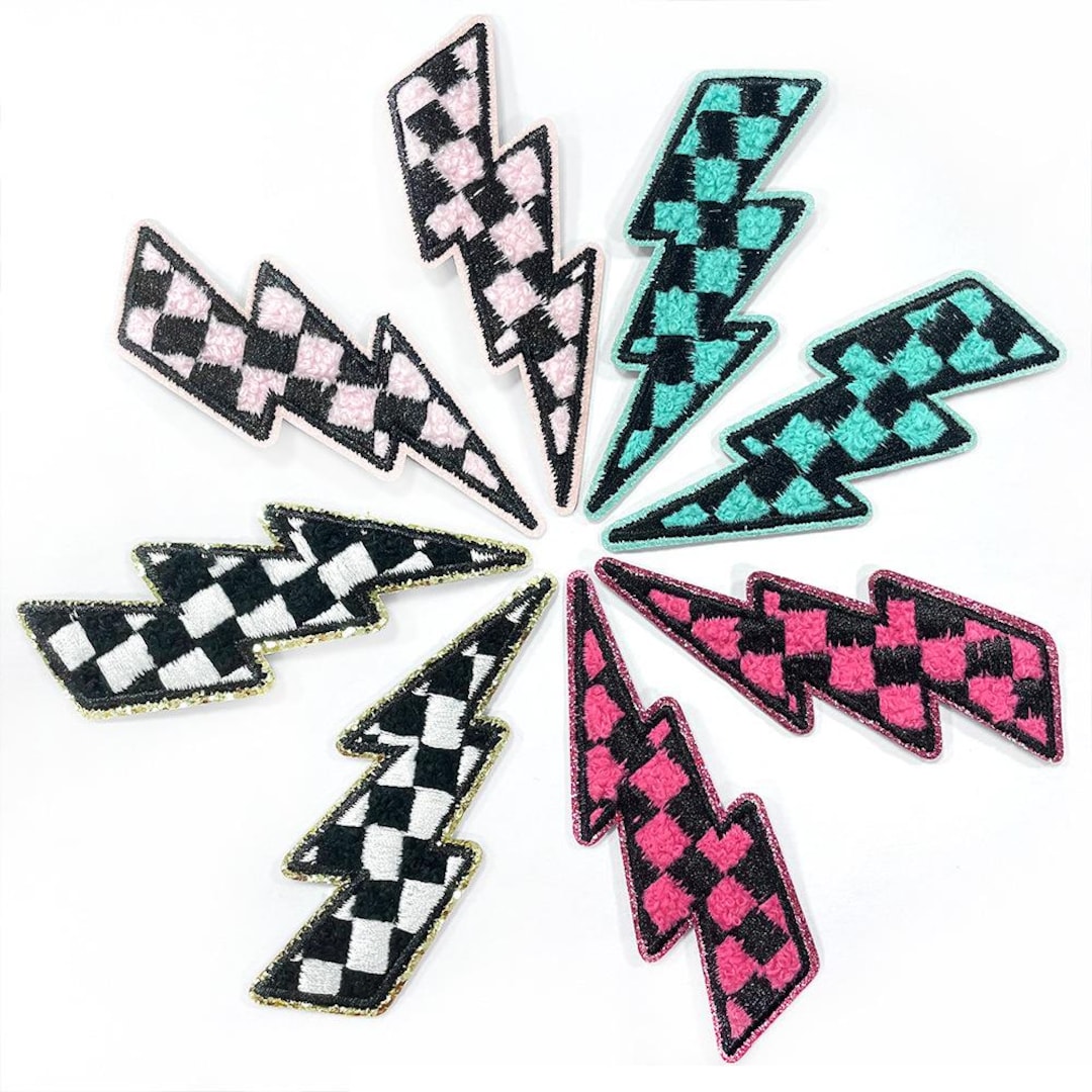 3.66 Inch Lightning Bolt Embroidered Patch,thunderbolt Badge Applique ...