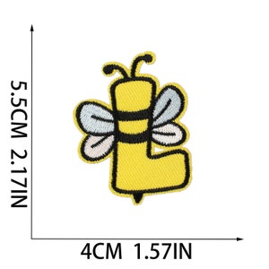Bee Letter Embroidered Patches,cartoon Bees for 26 English Alphabet ...