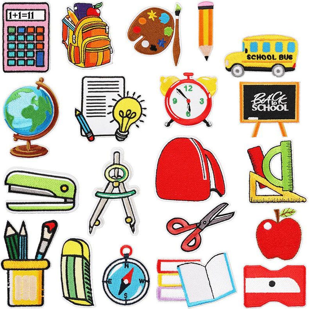 School Patches,education Elements Embroidery Patches,school Bus Patch ...