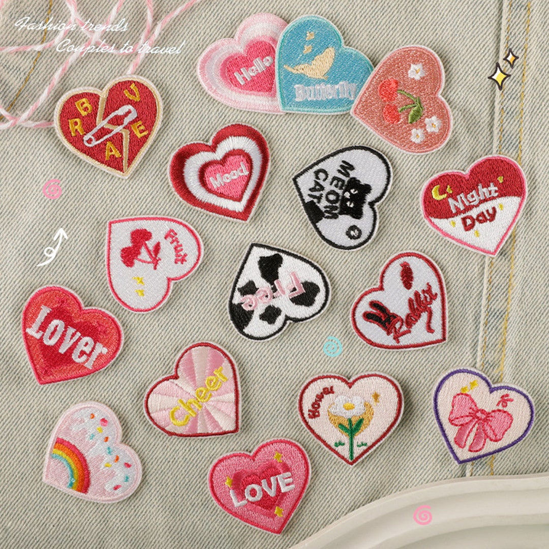 Heart Badge Self Adhesive Patches,love Patch,diy Embroidery Heart ...