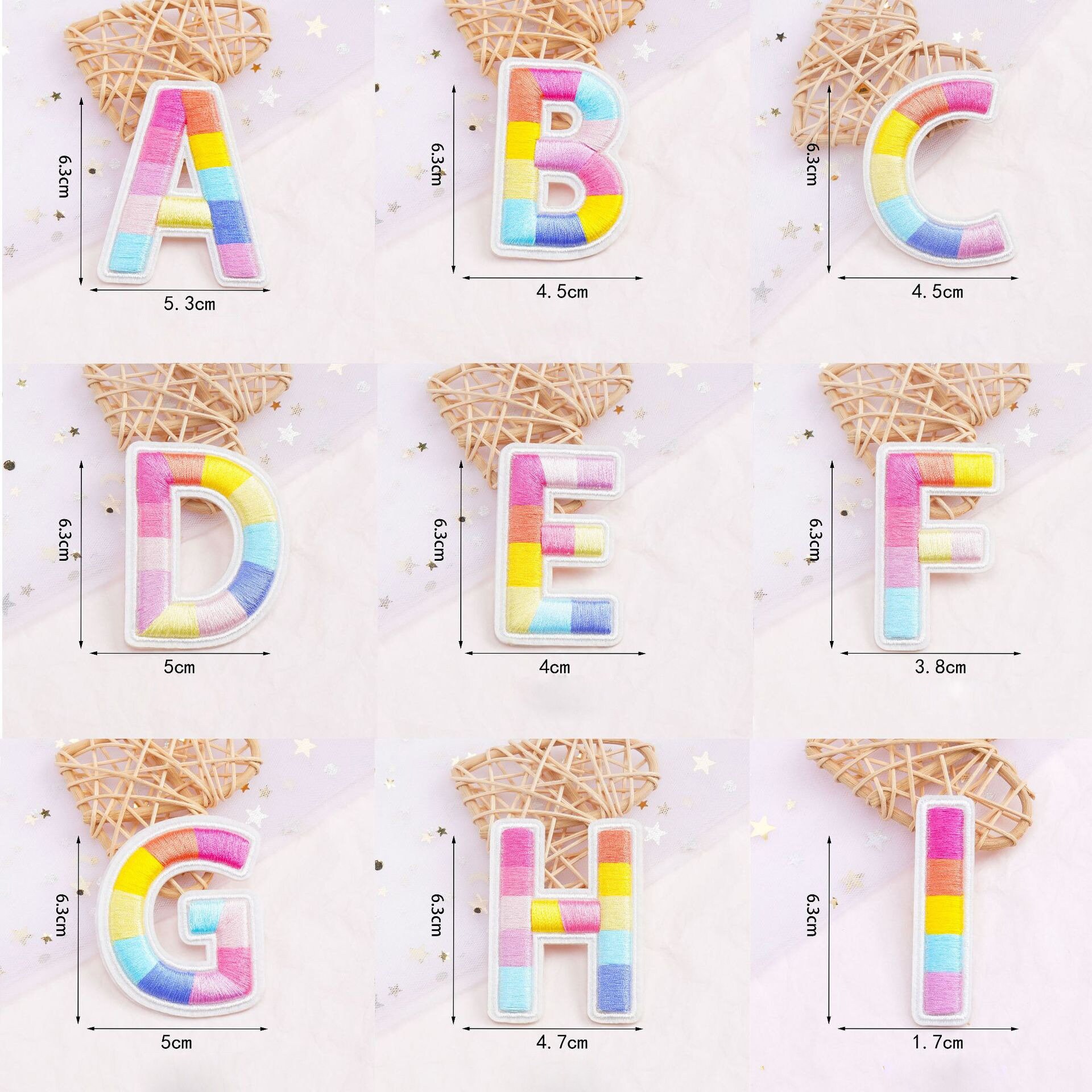 2.5 Inch Rainbow Letter Embroidered Patch Applique Diy Name Alphabet ...