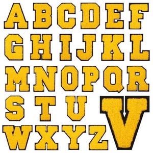 NEW Yellow Chenille Embroidered Letters Iron on Patches,diy Name ...