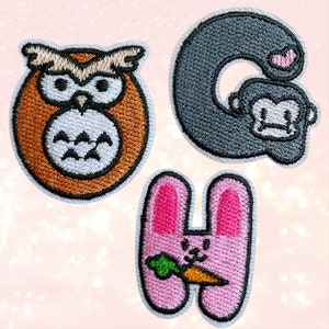 1.6 Inch Cute Animals Letter Patches,embroidered Letter Applique DIY ...