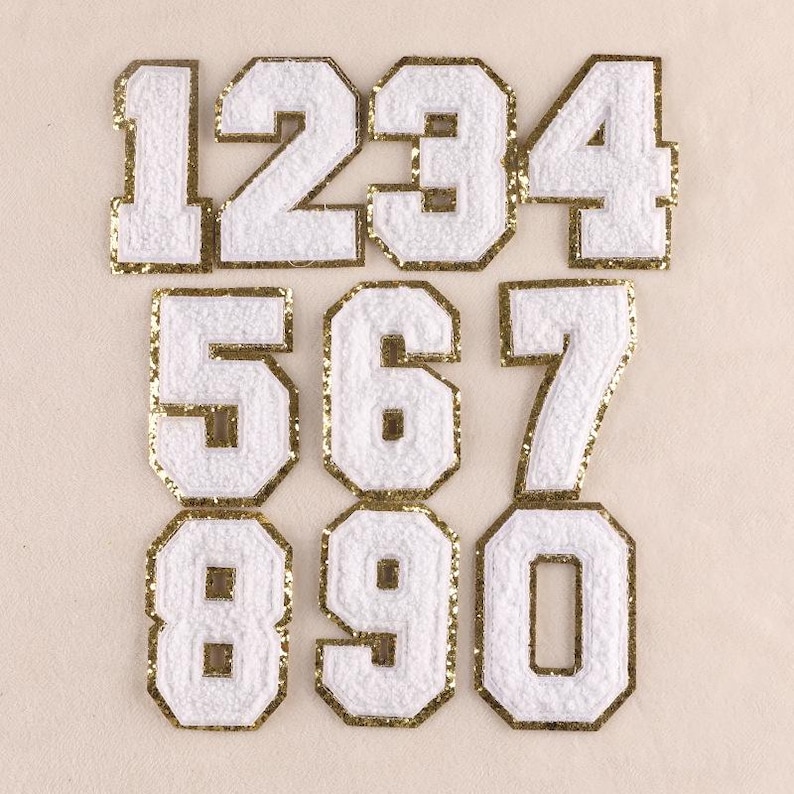 3.1 Inch Chenille Glitter Number Patch 0-9,embroidered Number Applique ...