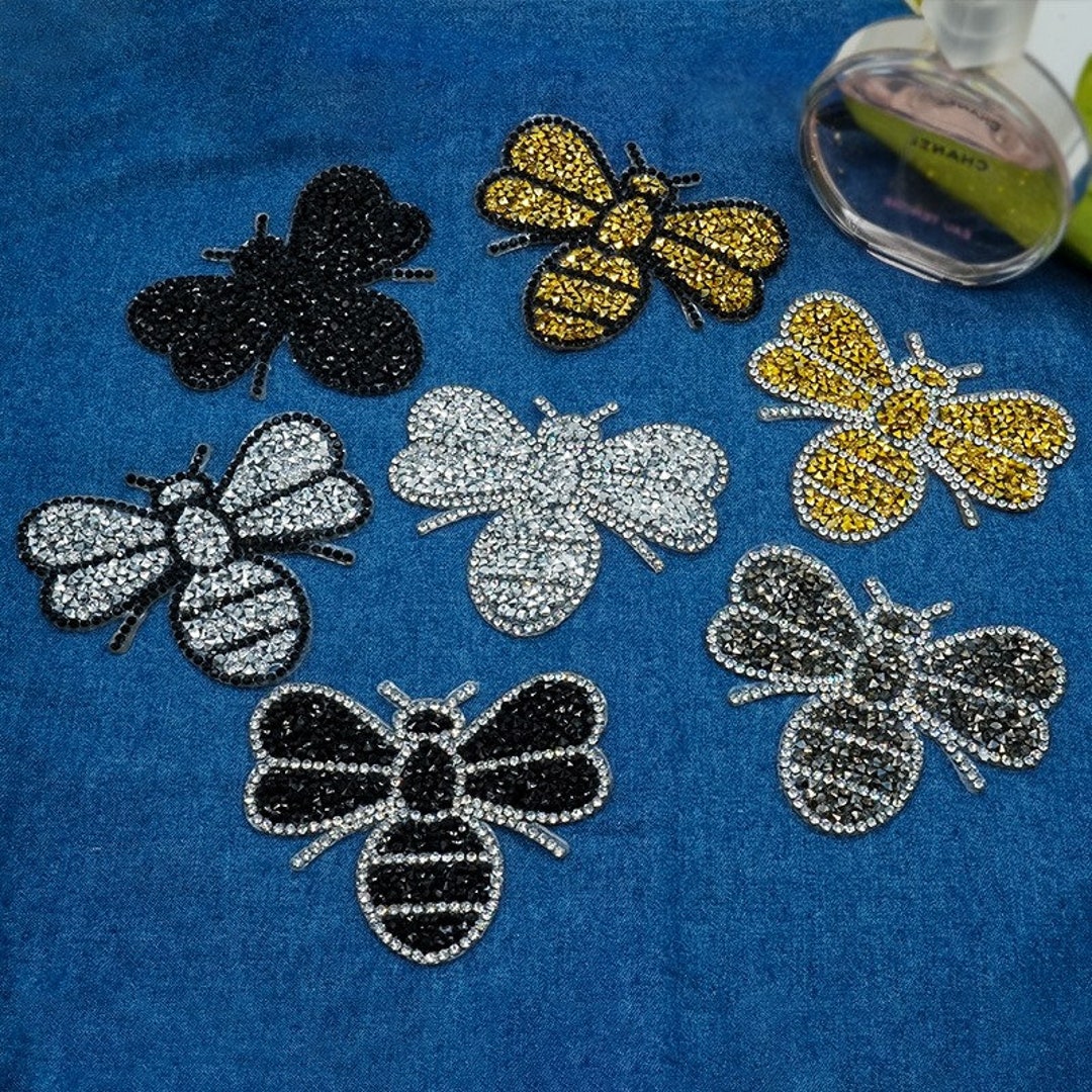 2pcs Rhinestone Bee Patches,sparkling Bee Applique for Clothing Bags ...