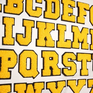 NEW Yellow Chenille Embroidered Letters Iron on Patches,diy Name ...