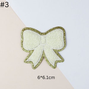 Chenille Bow Patches,bow Iron on Chenille Glitter Patch,bow Patch Embroidered Badge Patch for T ...