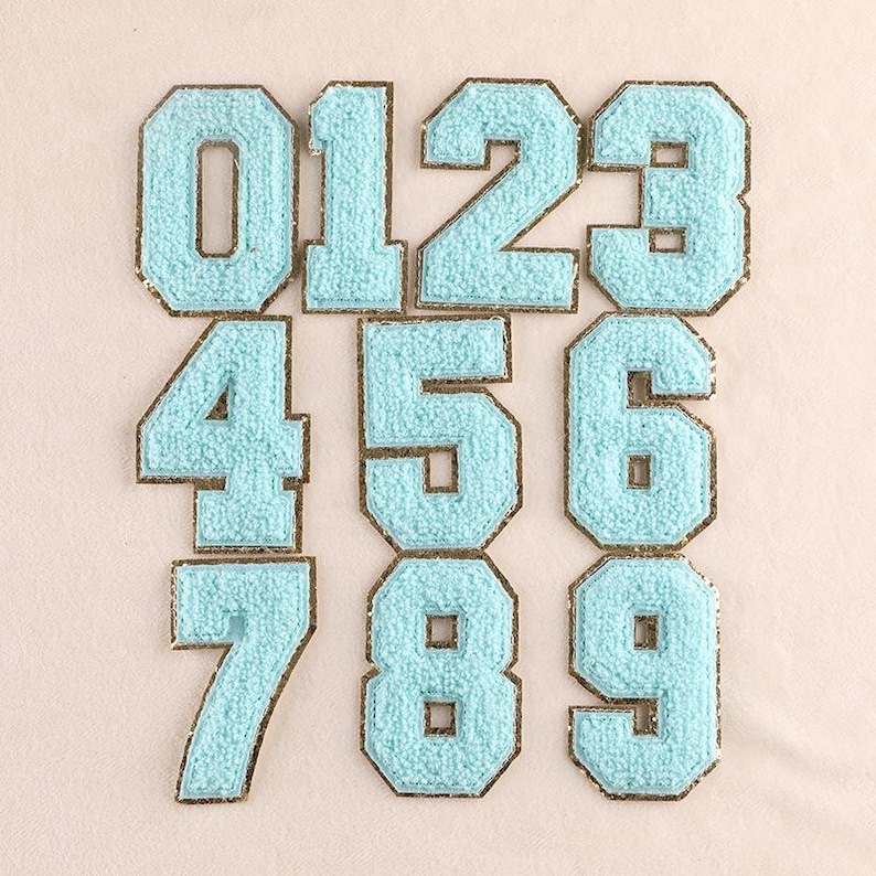 3.1 Inch Chenille Glitter Number Patch 0-9,embroidered Number Applique ...