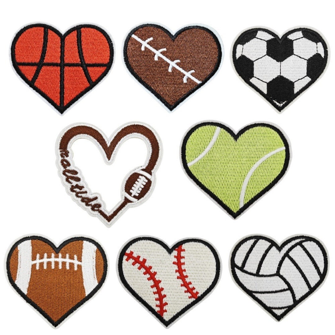 Heart Badge Ball Embroidery Patch,heart Applique Iron on Patch,baseball ...