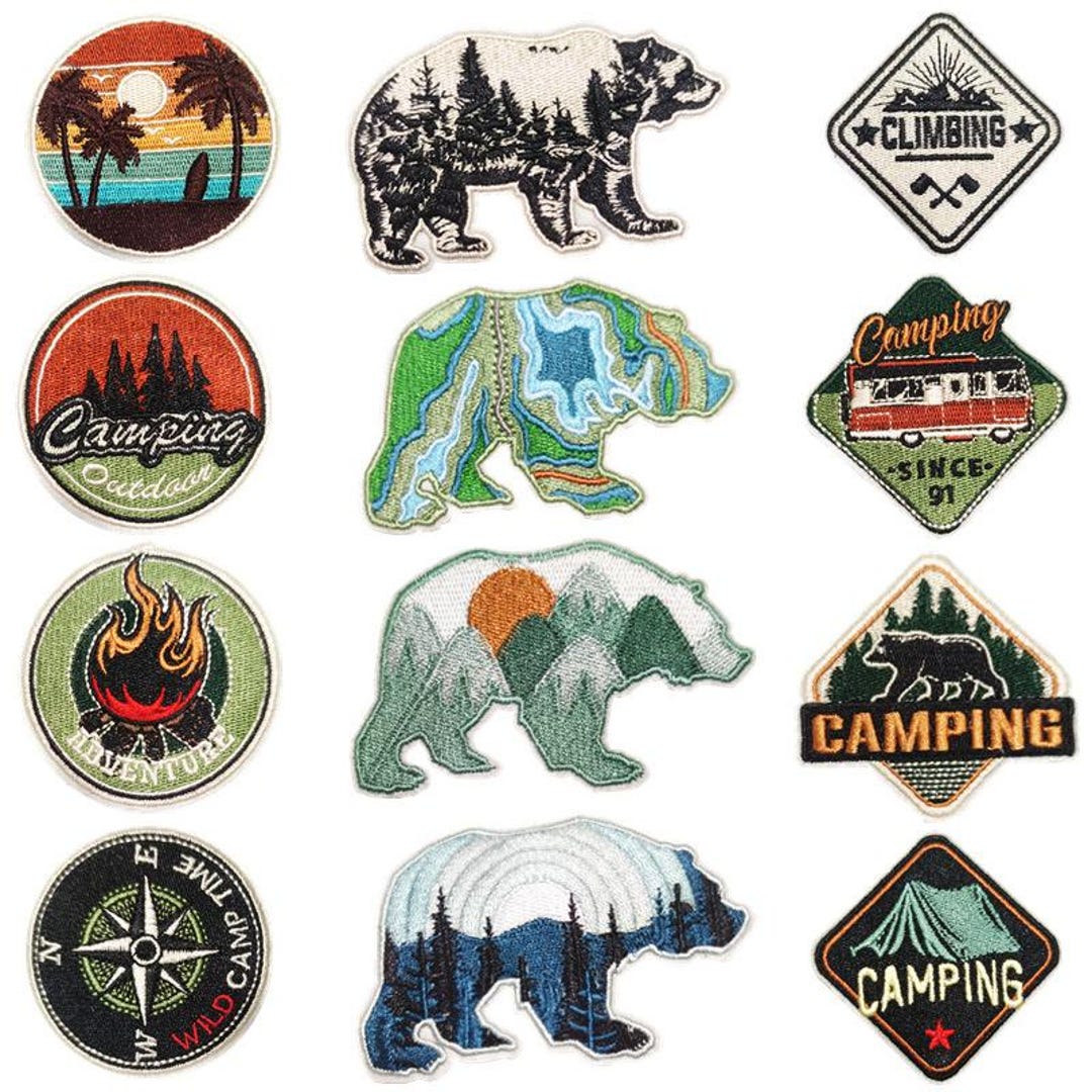 Mountain Forest Patch,camping Patches Iron on Applique for Vest Jacket ...