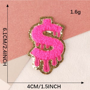 Pink Mood Patches,chenille Embroidered Glitter Finish Pink Chenille ...