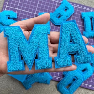 Blue Chenille Letters Patch, DIY Name Alphabet Patches,patches for ...