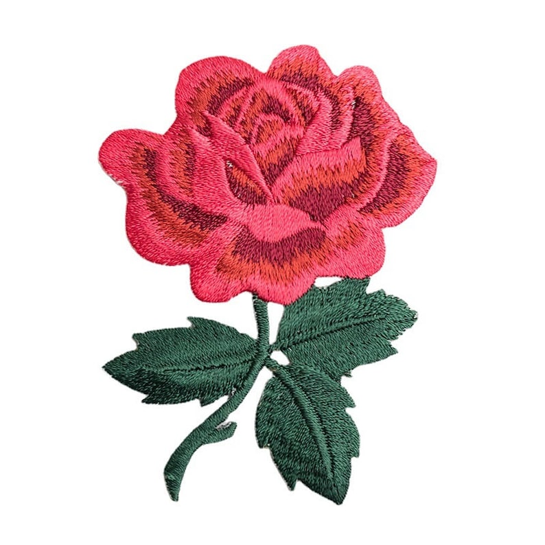 2pcs Rose Patch,red, Yellow, or Pink Rose - Open Petals and Stem ...