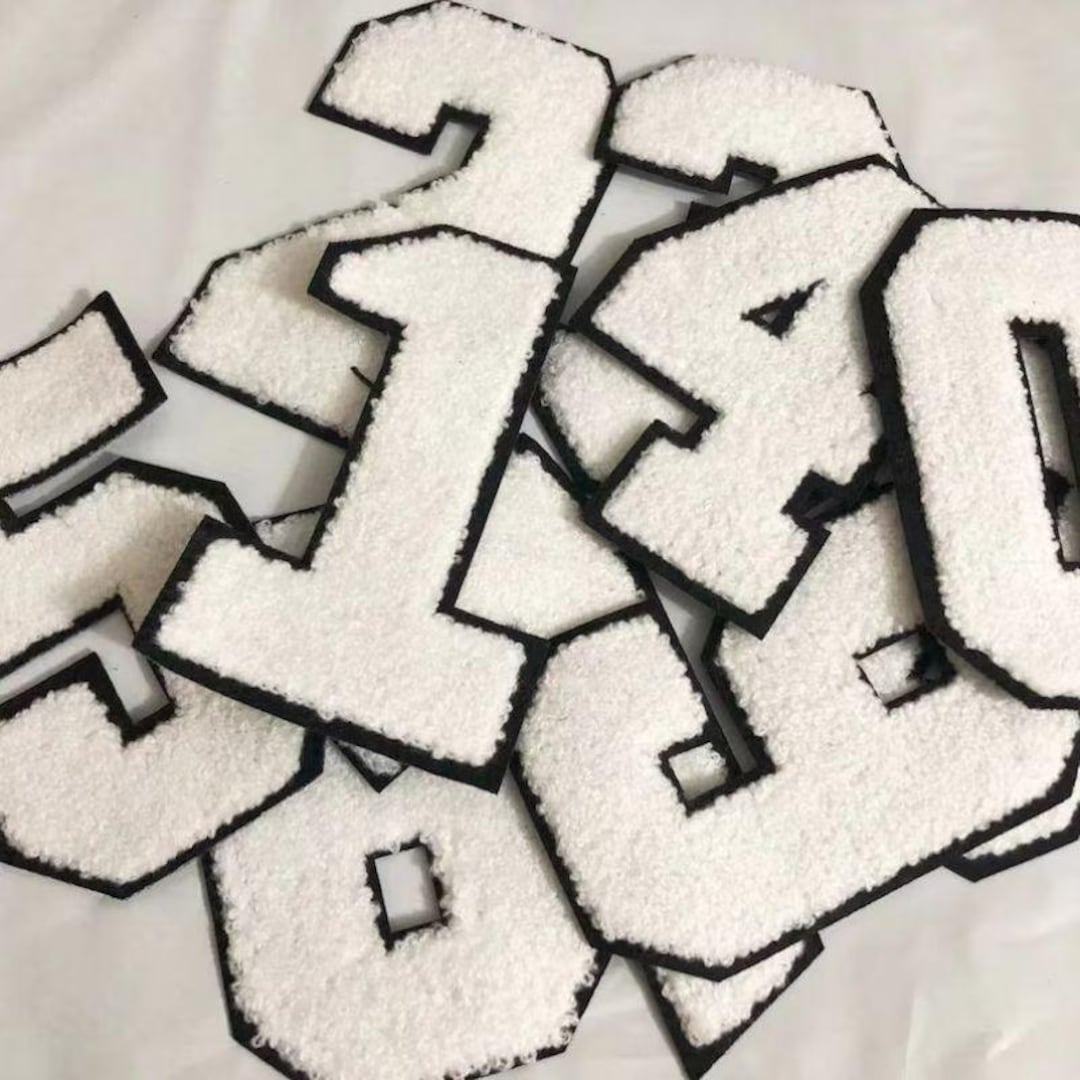4.7 Inch White Chenille Number Patches 0-9,large Embroidered Iron on ...