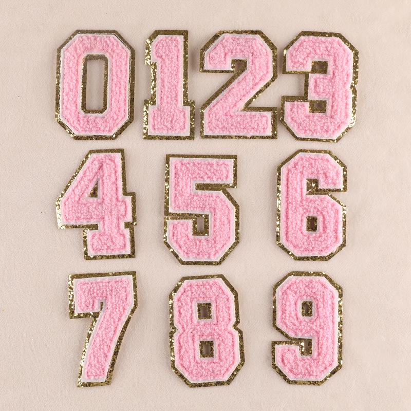 3.1 Inch Chenille Glitter Number Patch 0-9,embroidered Number Applique ...
