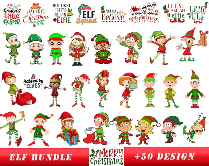 Cute Christmas Elves & Christmas Patterns - Elf Clipart, Elf Vectors ...