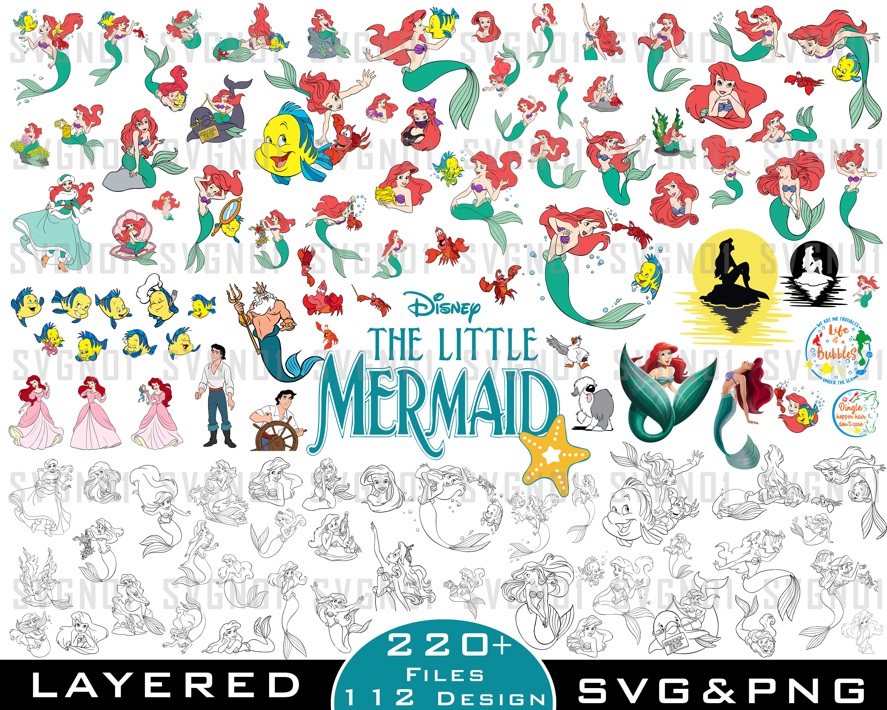 Little Mermaid Svg Bundle, ariel silhouette svg, Vinyl Cut File ...