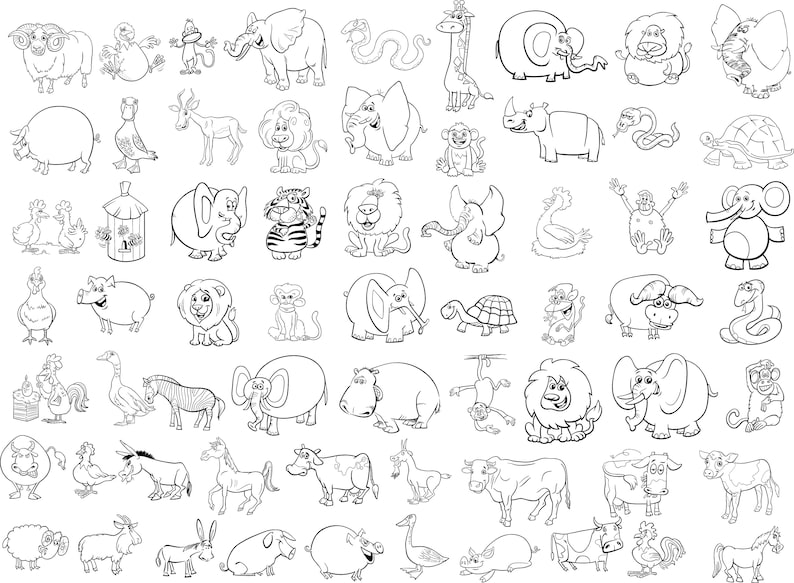 700 File, Animal Doodle Bundle SVG, Animal Hand Drawn Svg, Animal ...
