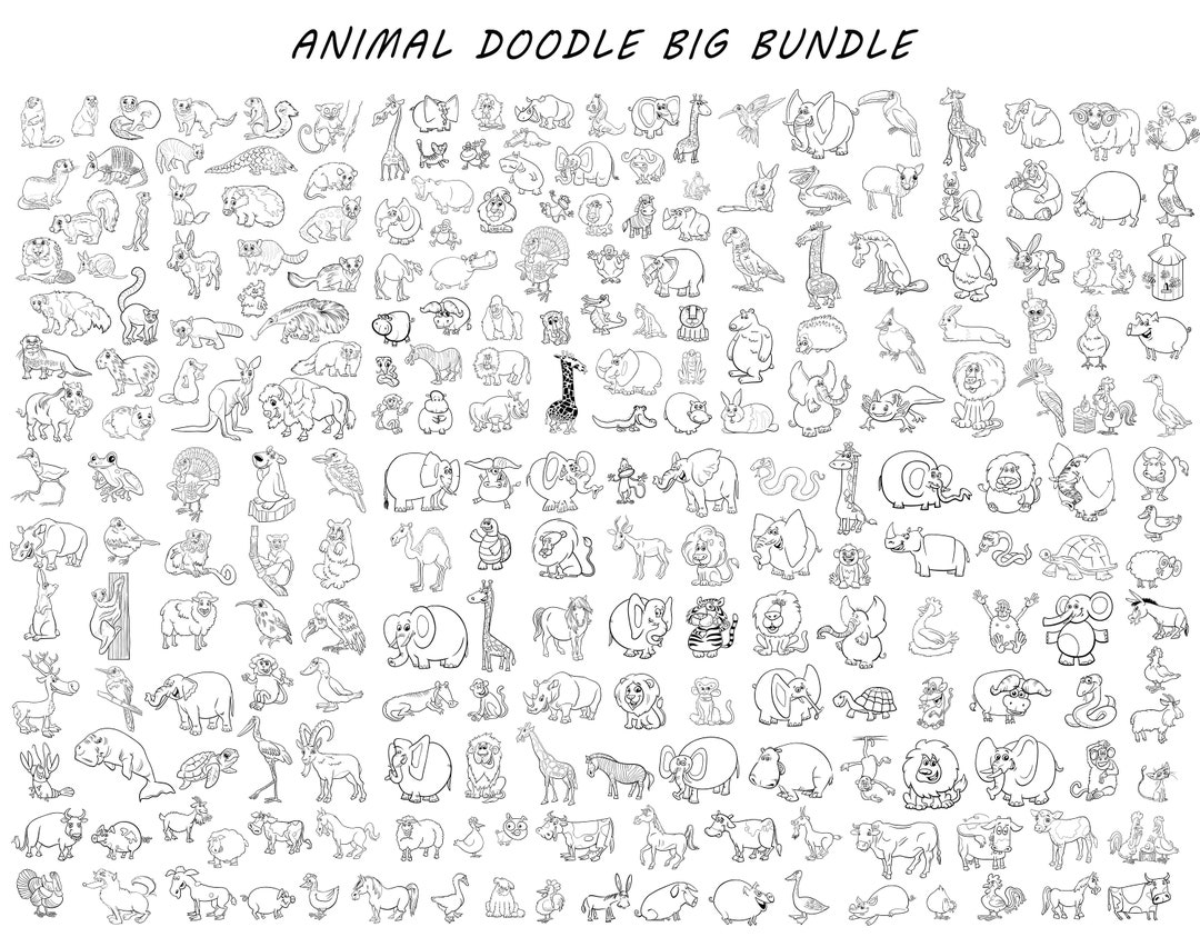 700 File, Animal Doodle Bundle SVG, Animal Hand Drawn Svg, Animal ...
